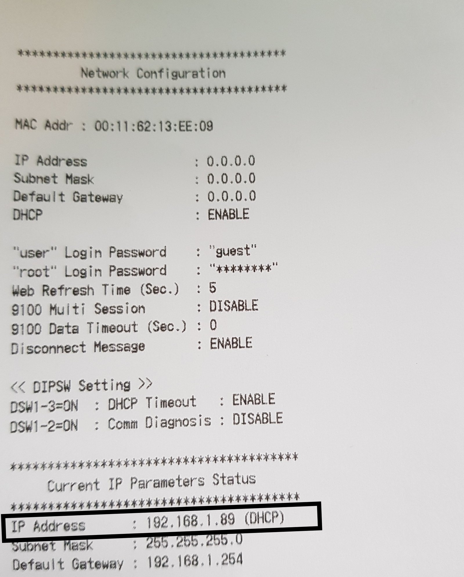 Obtaining the IP address from a LAN printer