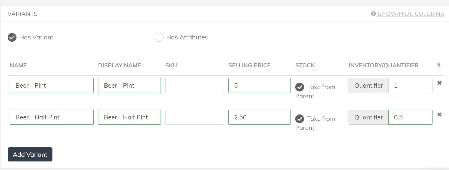 Adding a Product - Variants