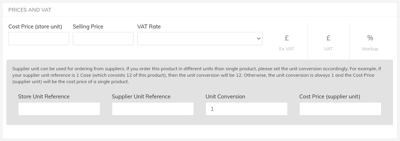 Adding a Product - Prices and VAT