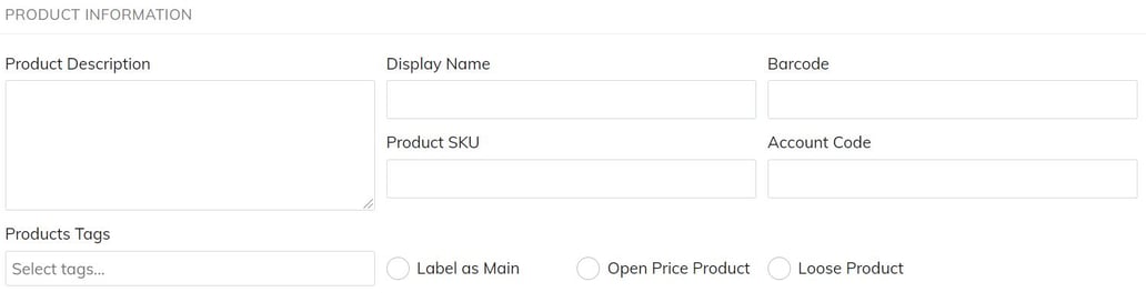 Adding a Product - Product Information