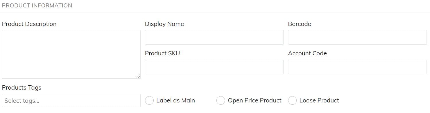 Adding a Product - Product Information